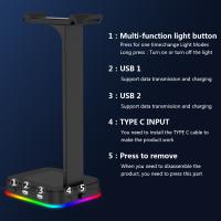 China RGB 26.7cm Ambient Night Light CE Led Headset Stand For Computer Desktop for sale