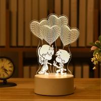 China Dekorasi  Hadiah 3d Night Lamp 18cm Pernikahan 3D Lamp Illusion for sale