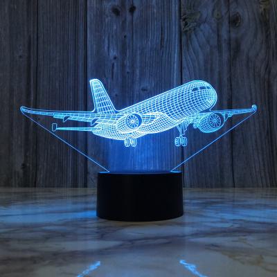 China Usb Smooth Plane 3D Illusion Lamp Black Base Touch Led Night Light for sale