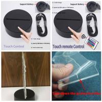 China Usb Smooth Plane 3D Illusion Lamp Black Base Touch Led Night Light for sale