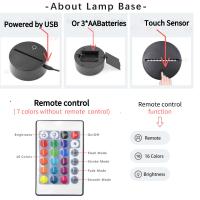 China Usb Smooth Plane 3D Illusion Lamp Black Base Touch Led Night Light for sale
