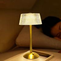 China Metal Crystal Diamond Desk Lamp 700mAH 3 Color Bedside Lamp With Dimmer for sale