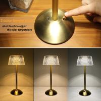 China Metal Crystal Diamond Desk Lamp 700mAH 3 Color Bedside Lamp With Dimmer for sale