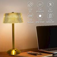 China Metal Crystal Diamond Desk Lamp 700mAH 3 Color Bedside Lamp With Dimmer for sale