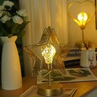 China 23*10.5*29cm Hollow Star Shape Night Light  Wrought Iron Bedside Lamp for sale