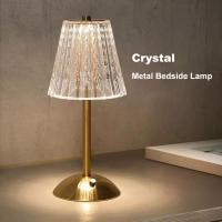 China CE Bedside Night Light 3 Color Metal Crystal Bedside Lamps For Bedroom for sale