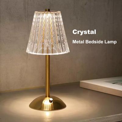 China CE Bedside Night Light 3 Color Metal Crystal Bedside Lamps For Bedroom for sale