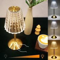 China CE Bedside Night Light 3 Color Metal Crystal Bedside Lamps For Bedroom for sale