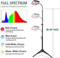 China 30V Indoor Full Spectrum LED Plant Lamp 15mm Plant Tripod Stand Light for sale