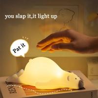 China Gift Led Children Sleeping Night Light Rechargeable Silicone Squishy Bear Desktop for sale