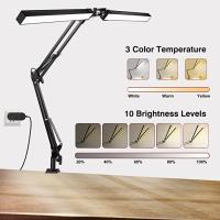 China 24W Table Lamp with Clamp Folding Swing Arm Double Heads led Desk Lamp for sale