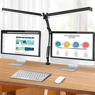 China 24W Table Lamp with Clamp Folding Swing Arm Double Heads led Desk Lamp for sale