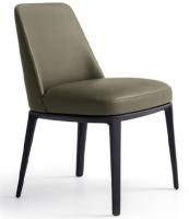 China Wearproof Cream Leather Dining Room Chairs With Black Legs for sale