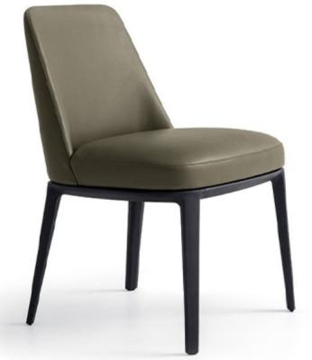 China Wearproof Cream Leather Dining Room Chairs With Black Legs for sale
