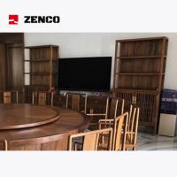 China Solid Wood Chinese Style Dining Set with Rotating Table 12 Chairs and 2 Wine Cabinets for sale