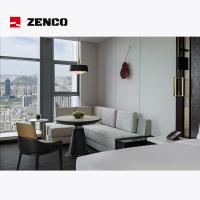China Modern and comfortable hotel bedroom furniture set with solid wood and leather for sale