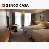 China Iso14001 Modern Style Hotel Bedroom Furnitures Includes Twin Beds And Bedside Cabinet for sale