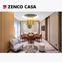 China Hotel Restaurant High-End Custom Leather Chairs And Marble Rotatable Dining Table for sale