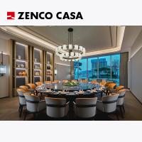 China Glossy Hotel Restaurant Furniture Including Electric Dining Table And Leather Dining Chairs for sale