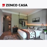 China Light Luxury Apartment Bedroom Set With Solid Wood Bed And Leather Nightstand for sale