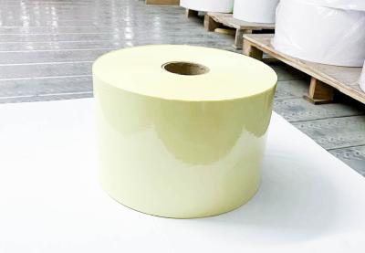 China Self Adhesive Sticker Paper Roll  50 transparent PET acrylic adhesive 140 yellow for sale