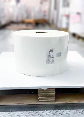 China Self Adhesive Sticker Paper Roll  25 Transparent PET Movable adhesive 62 Glassine for sale