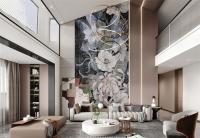 China Artistic Floral Decorative Sintered Stone Slab 900x2700mm for Entrance Hall for sale