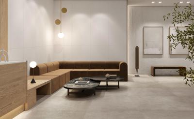 China Light Luxury Cream Yellow Indoor Floor Tile 900x1800mm Bleed Proof Porcelain for sale