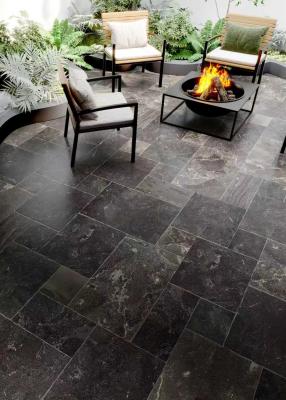 China Black Gold Brick Limestone Garden Tile 20mm Thick Anti Slip Glaze for Outdoor Courtyard for sale