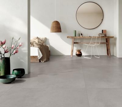 China Light Gray Antique Cement Indoor Floor Tiles 600x600mm Wear Resistant Customizable for sale
