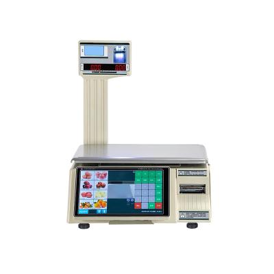China 15kg Touch Screen Label Printing Weighing Scale with LED LCD Display and 1*RS232 Port Type for sale
