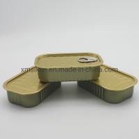 China Easy Open Lid Metal Food Tin 311#  Sardines Small Square Tin Can for sale