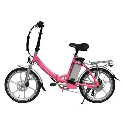 China Aluminum Alloy Frame 20 Inch Female Folding Electric Bicycle 6 Speed 250W 36V for sale