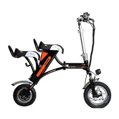 China 12 Inch 36V Foldable Electric Bike Two Seats Lithium Battery Brushless Motor 250W for sale