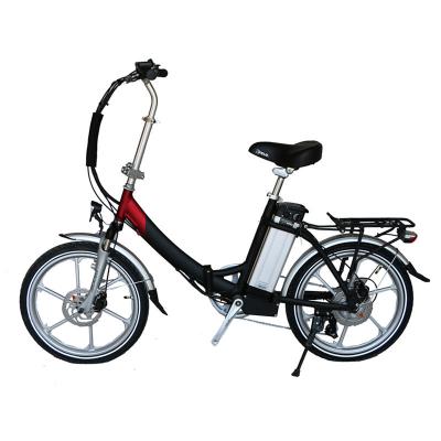 China Foldable E Bicycle with Integrated Wheel and Brushless Motor Red Black Optional 36V for sale