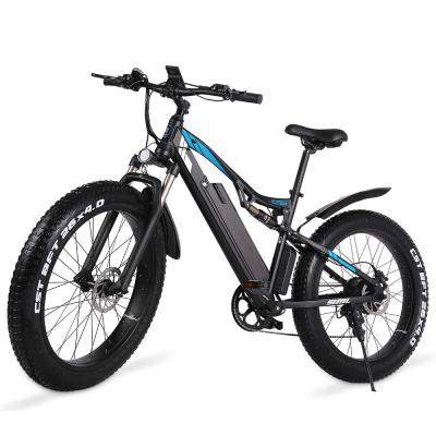 China 48V 17Ah 1000W Electric Fat Tire Bike 26x4.0 Double Suspension 7 Speed Ebike for sale