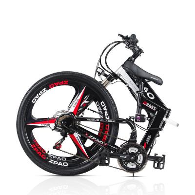 China 26 Inch Full Suspension Folding Mountain Electric Bike 48V 350W 21 Speed Disc Brake for sale
