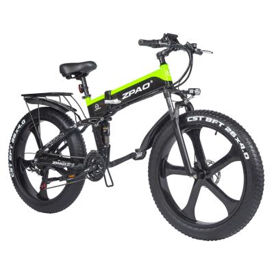 China Folding Full Suspension Fat Tire Electric Bike 1000W 48V 26x4.0 Snow Tire Disc Brake for sale