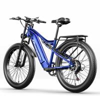 China 500W 48V Bafang Motor Full Suspension Fat Tire Electric Bike Metallic Blue 26x3.0 for sale