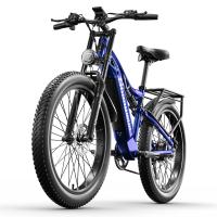 China 500W 48V Bafang Motor Full Suspension Fat Tire Electric Bike Metallic Blue 26x3.0 for sale