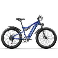 China 500W 48V Bafang Motor Full Suspension Fat Tire Electric Bike Metallic Blue 26x3.0 for sale