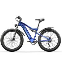 China 500W 48V Bafang Motor Full Suspension Fat Tire Electric Bike Metallic Blue 26x3.0 for sale