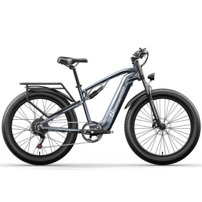 China 48V 500W Bafang Peak Full Suspension Electric Mountain Bike 26x3.0 Fat Tire 17.5Ah for sale