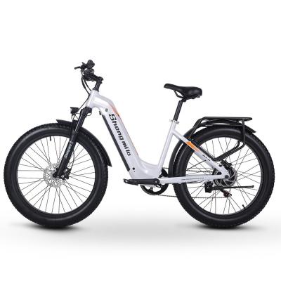 China White 26 Inch Electric Fat Tire Bike 7 Speed 48V 500W 17.5Ah Lithium Battery for sale