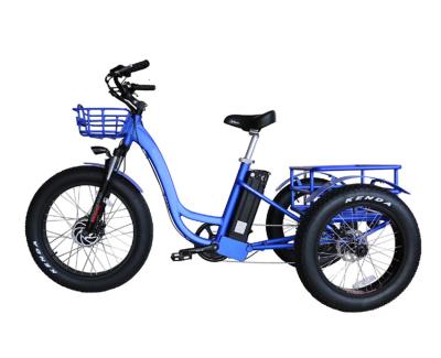 China 48V 500W 3 Wheel Electric Cargo Tricycle with 24x4.0 Fat Tires Aluminum Alloy Frame for sale