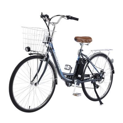 China Black 36V 350W Electric City Bike 26 Inch Wheel 8Ah Lithium Battery CE Certified for sale