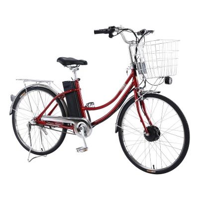 China 250W 26 Inch Electric City Bike with Pedal Assist 48V 8Ah Lithium Battery for sale