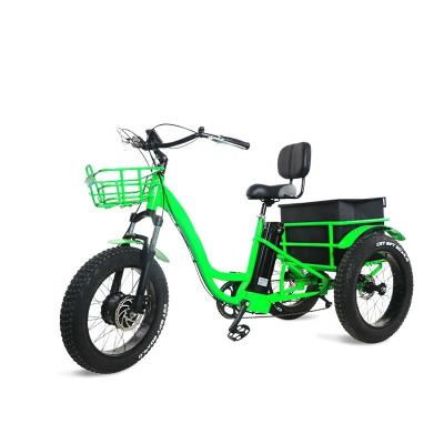 China 20 Inch Fat Tire 3 Wheel Electric Tricycle 48V 1000W Motor Long Range for sale