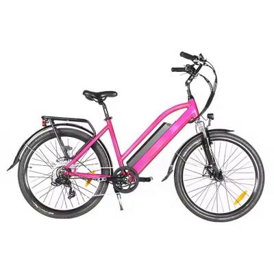 China Aluminum Alloy Electric City Bike 36V 10Ah Lithium Battery 26 Inch 250W Motor for sale