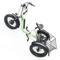China Aluminum Alloy Frame 3 Wheel Electric Tricycle 48V 500W 20 Inch Fat Tire Folding Cargo Bike for sale